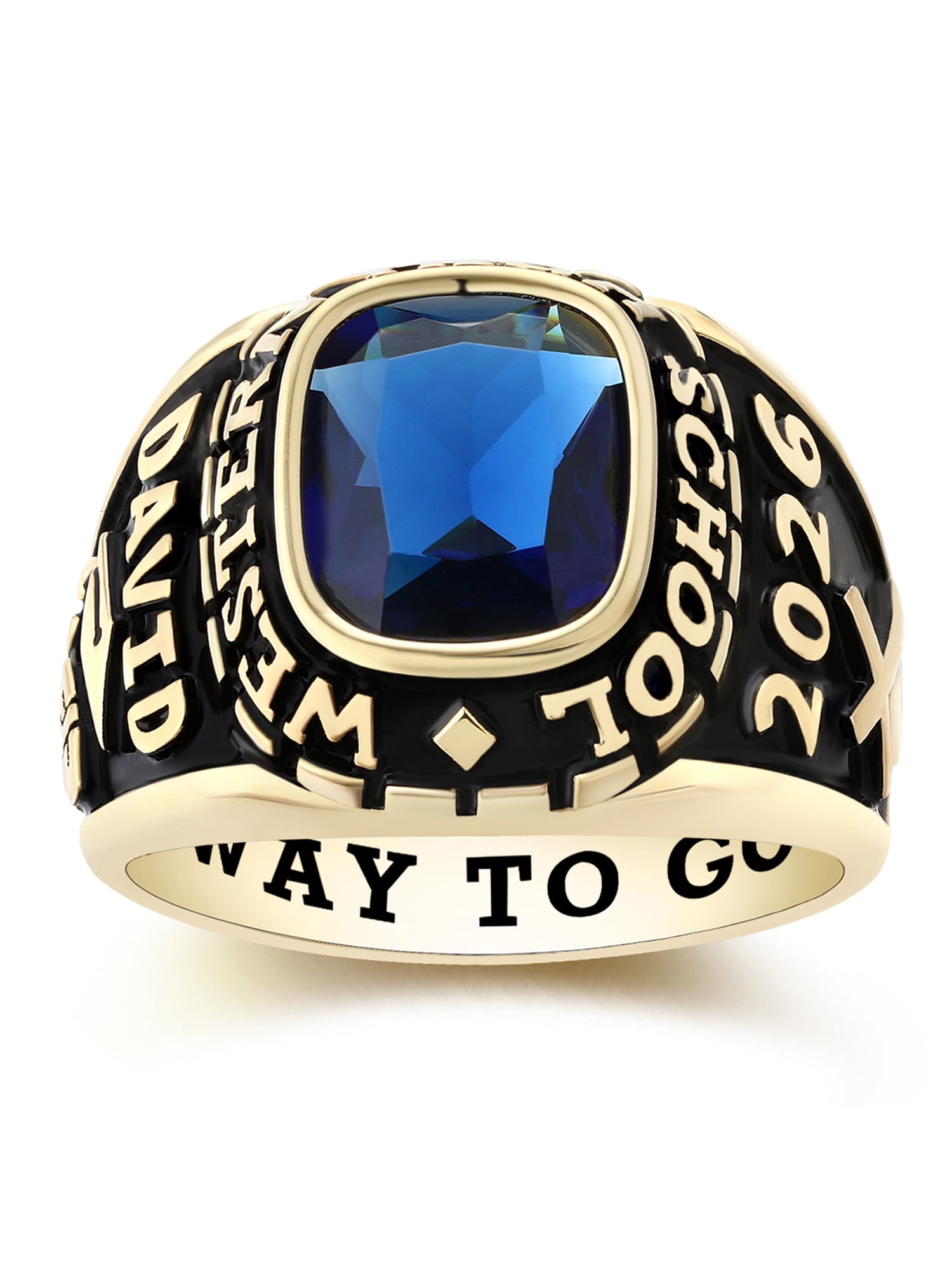 Custom Mementos USA X-Large 10kt Yellow Gold Men's High School College ...