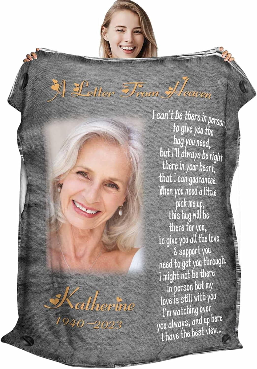 Custom Memorial Blanket for Loss of Loved One - A Letter from Heanven ...