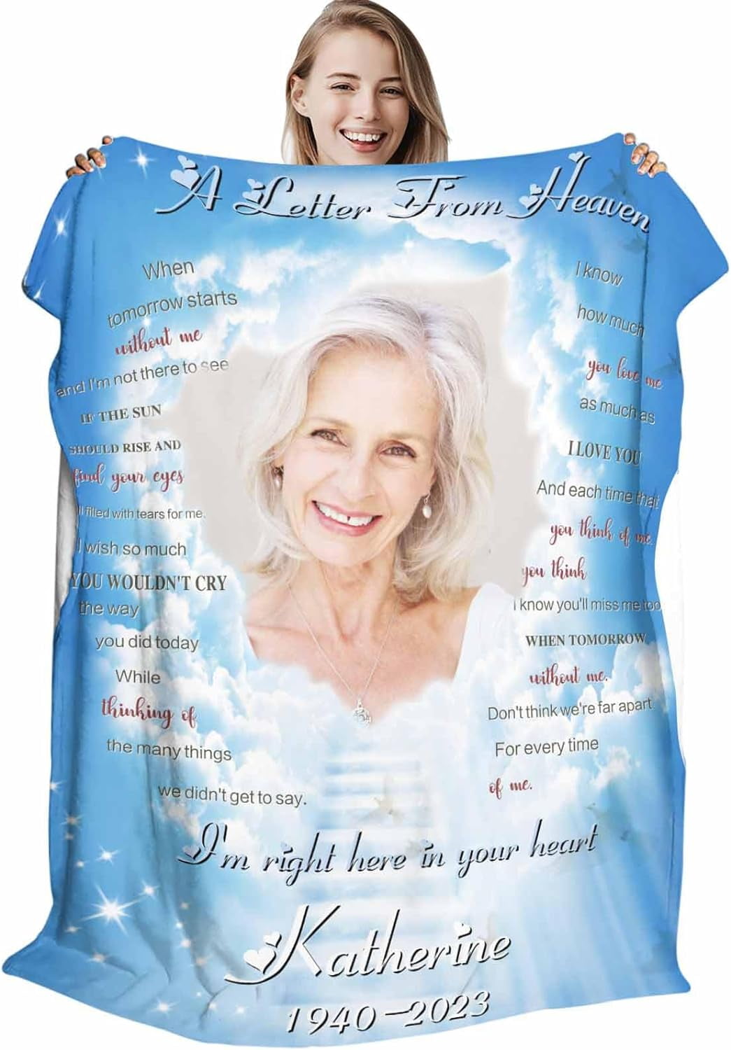 Custom Memorial Blanket for Loss of Loved One - A Letter from Heanven ...