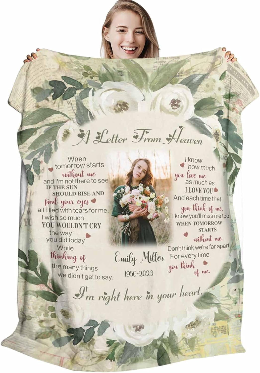 Custom Memorial Blanket for Loss of Loved One - A Letter from Heanven ...