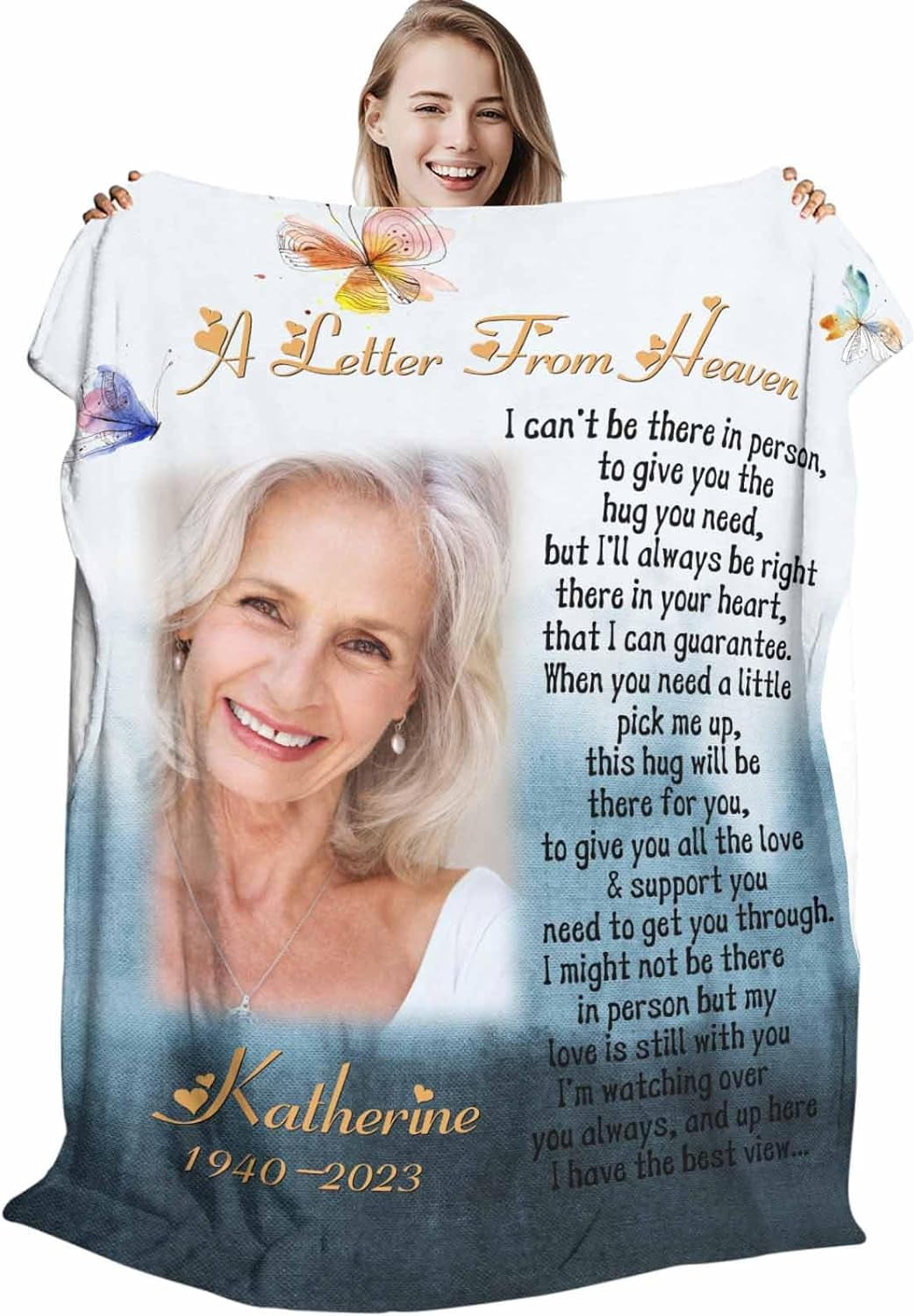 Custom Memorial Blanket for Loss of Loved One - A Letter from Heanven ...