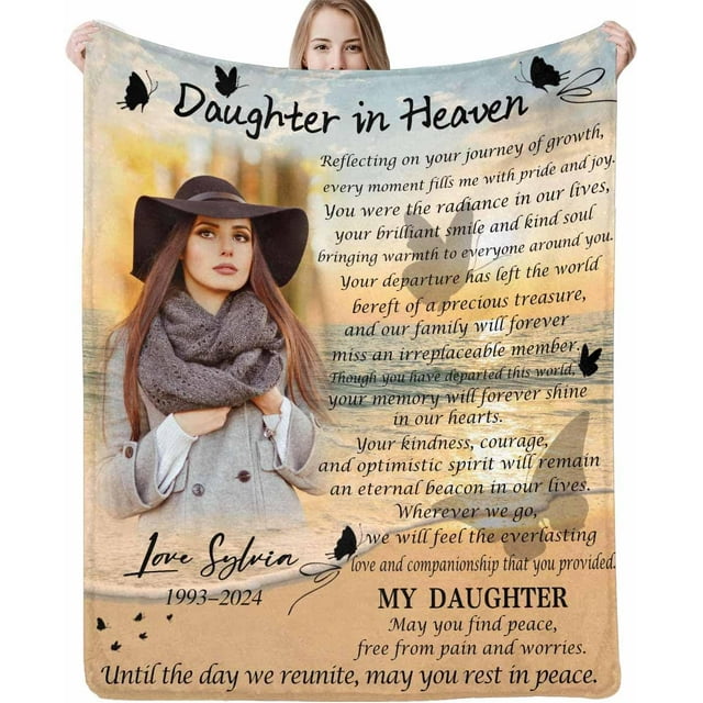 Custom Memorial Blanket with Photos for Loss of Mom Dad Son Daughter ...