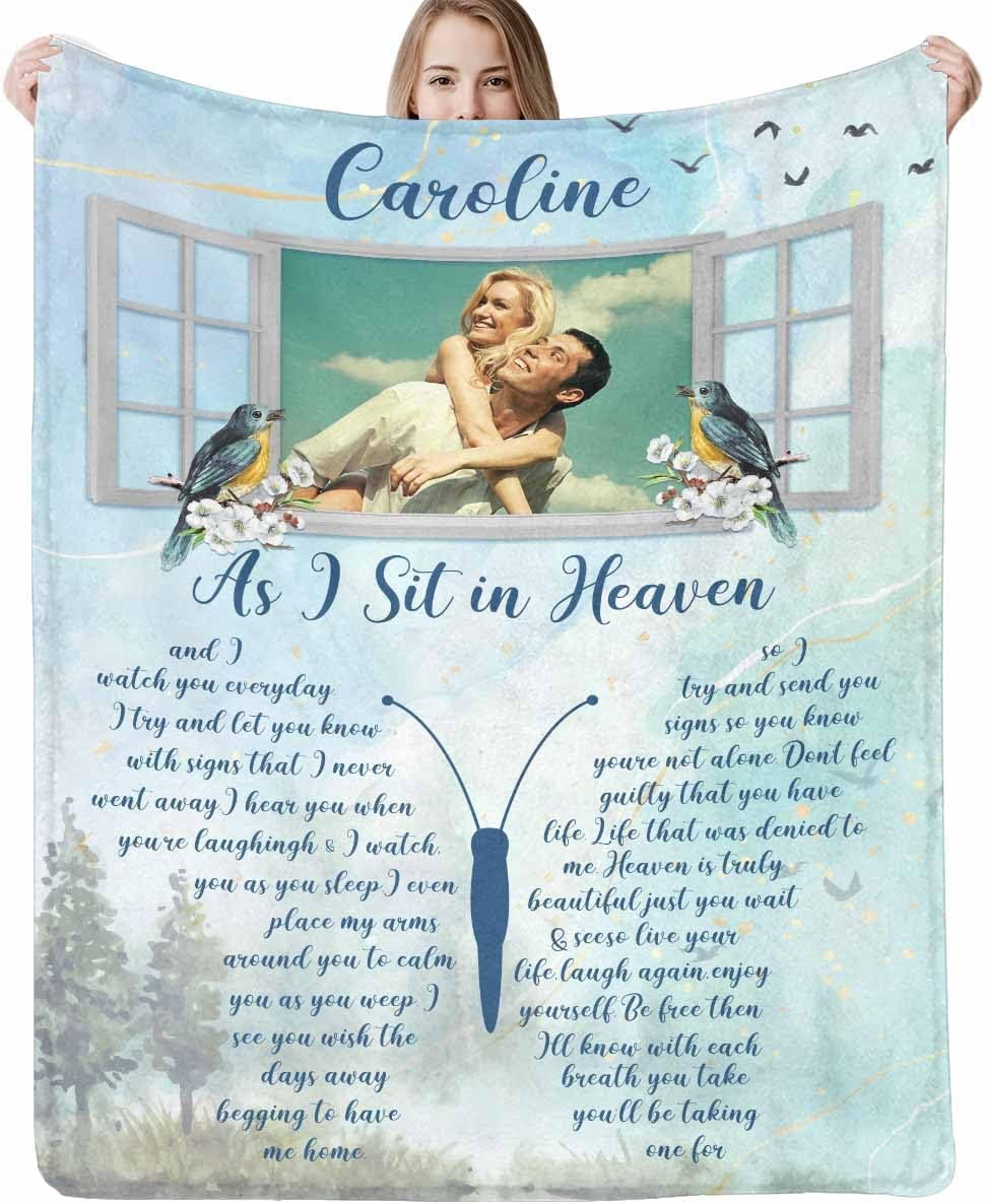 Custom Memorial Blanket with Photos for Loss of Mom Dad Son Daughter ...
