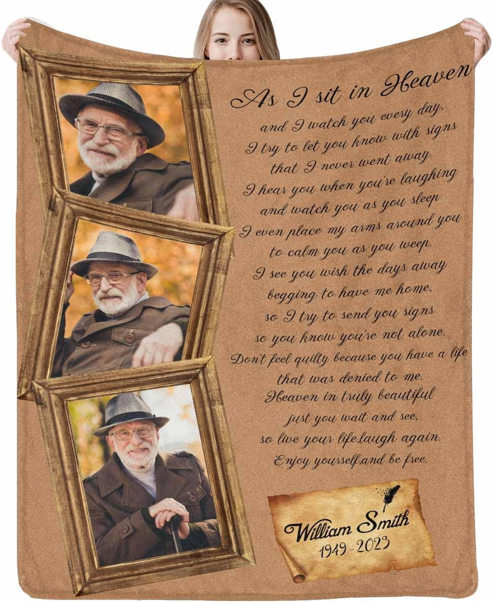 Custom Memorial Blanket with Photos for Loss of Mom Dad Son Daughter ...