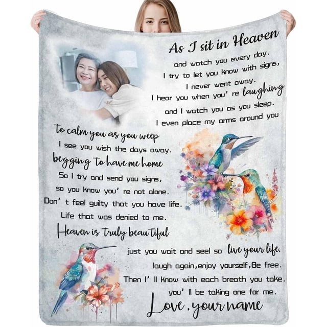 Custom Memorial Blanket with Photos for Loss of Mom Dad Son Daughter ...