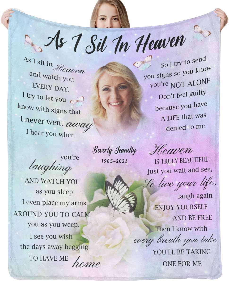 Custom Memorial Blanket with Photos for Loss of Mom Dad Son Daughter ...