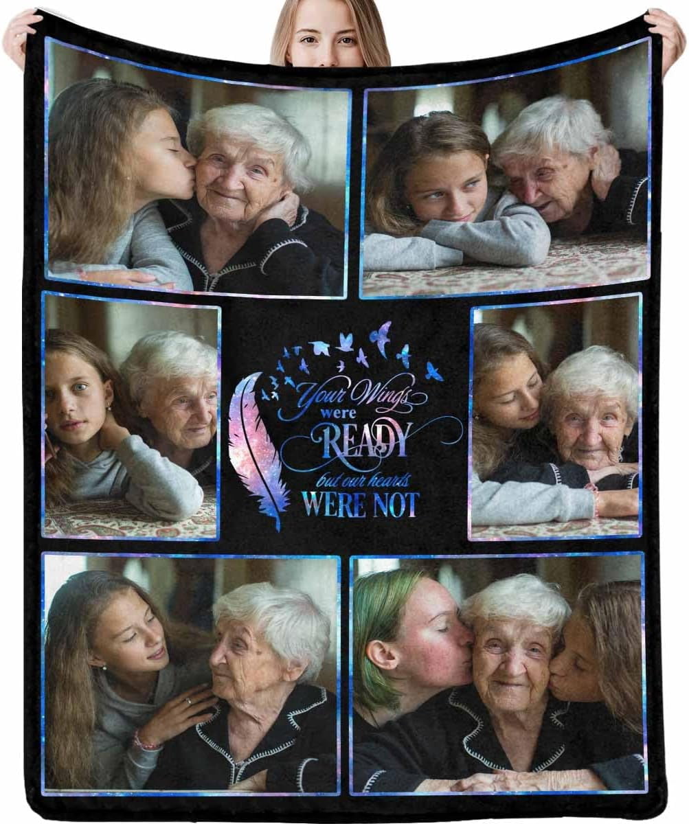 Custom Memorial Blankets with Photos for Loss of Mother Dad Grandma in ...