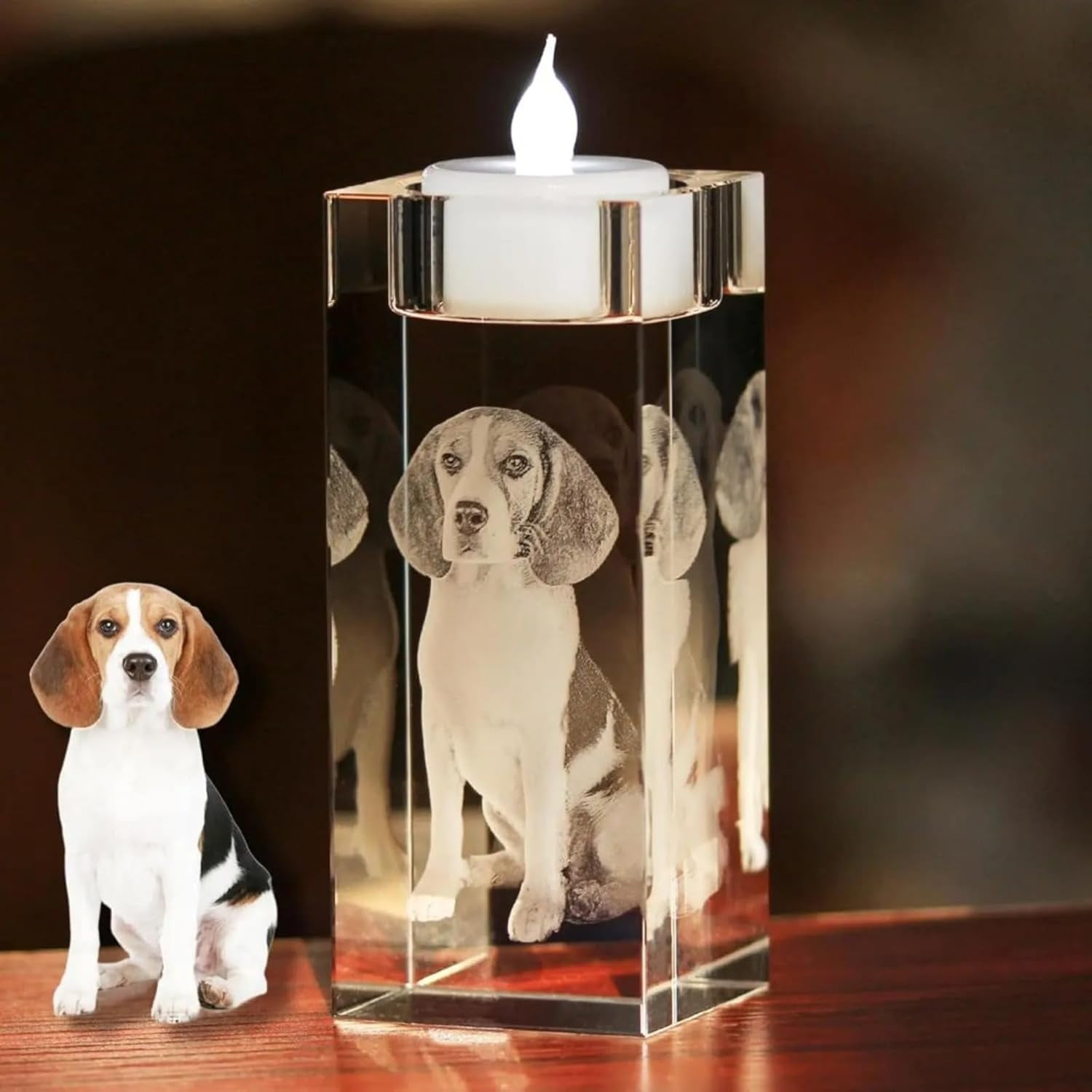 Custom Memorial Gifts 3D Crystal Photo Personalized Candleholder ...