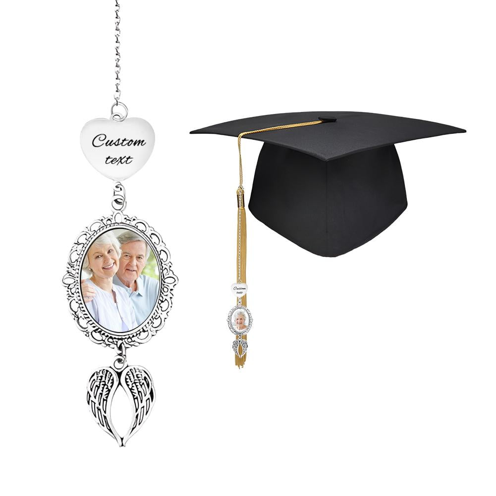 Custom Memorial Graduation Tassel Photo Charm with Angel -Wings ...