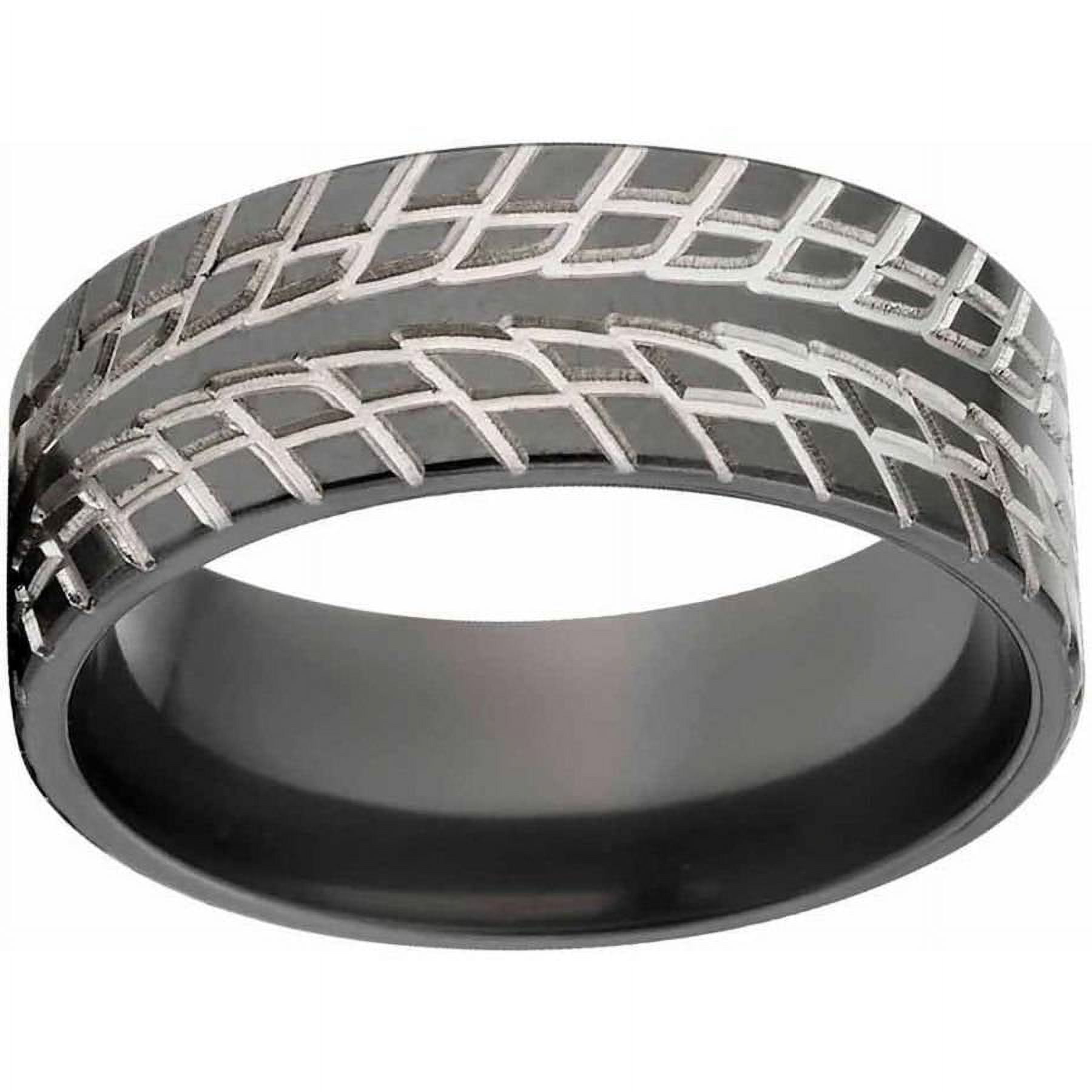 Custom Men's Tire Tread Ring Black Zirconium Wedding Band with Comfort ...