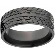 Custom Men's Tire Tread Ring Black Zirconium Wedding Band with Comfort ...