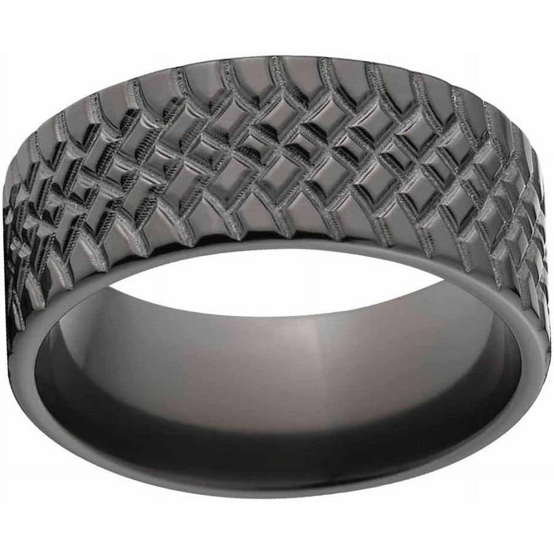 Custom Men's Tire Tread Ring Black Zirconium Wedding Band with Comfort ...