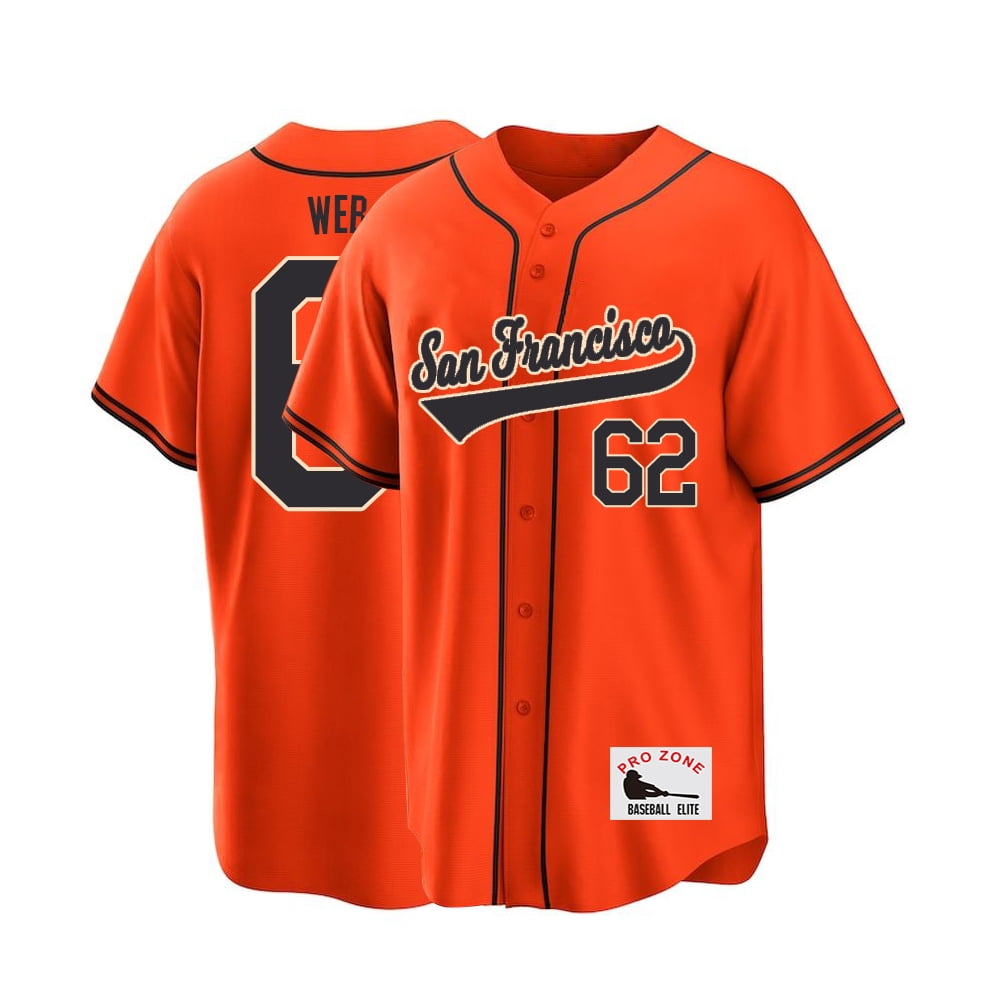 Custom Mens Logan Webb Orange Baseball Jersey Stitched T-Shirt for ...