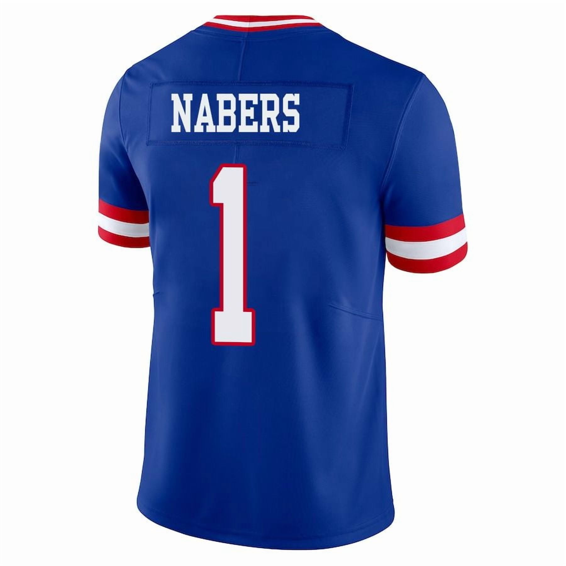 Custom Mens Short-Sleeved Tops Malik Nabers 1 Royal Jersey Embroidered ...