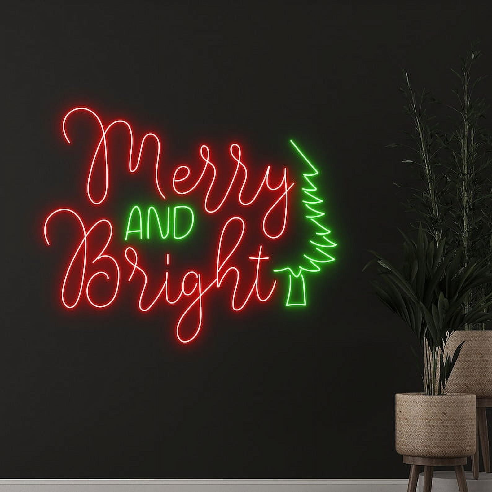 Custom Merry And Bright Neon Sign, Merry Christmas Led Sign, Bar Neon ...