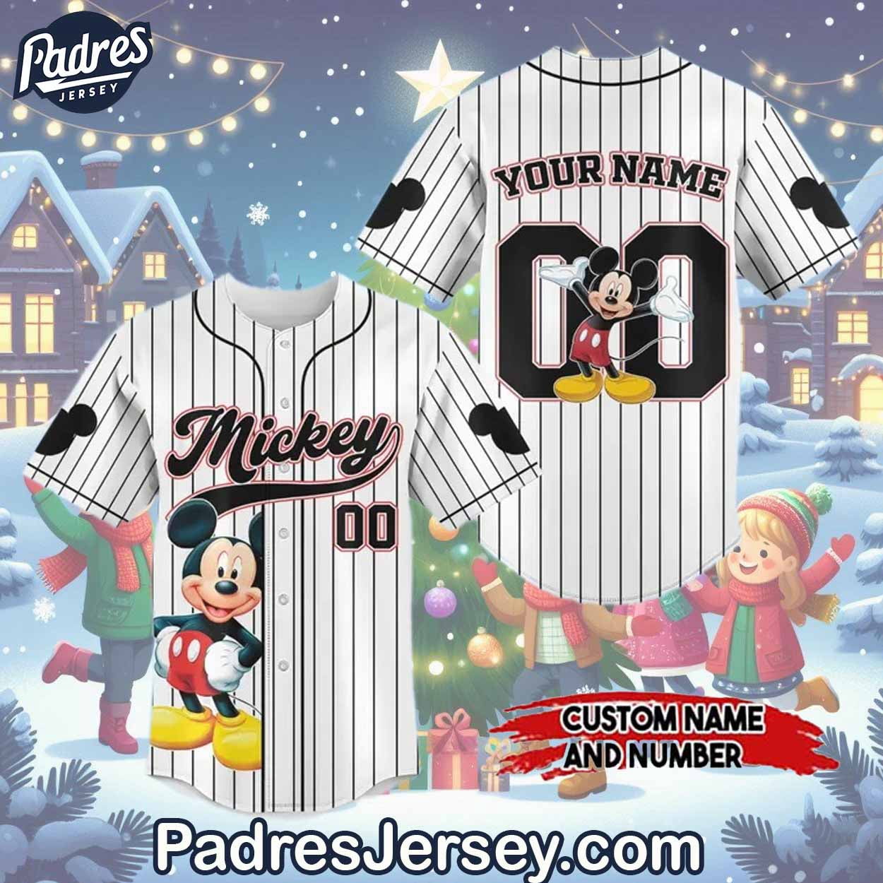 Custom Merry Christmas Disney Mickey Mouse Baseball Jersey Outfit ...