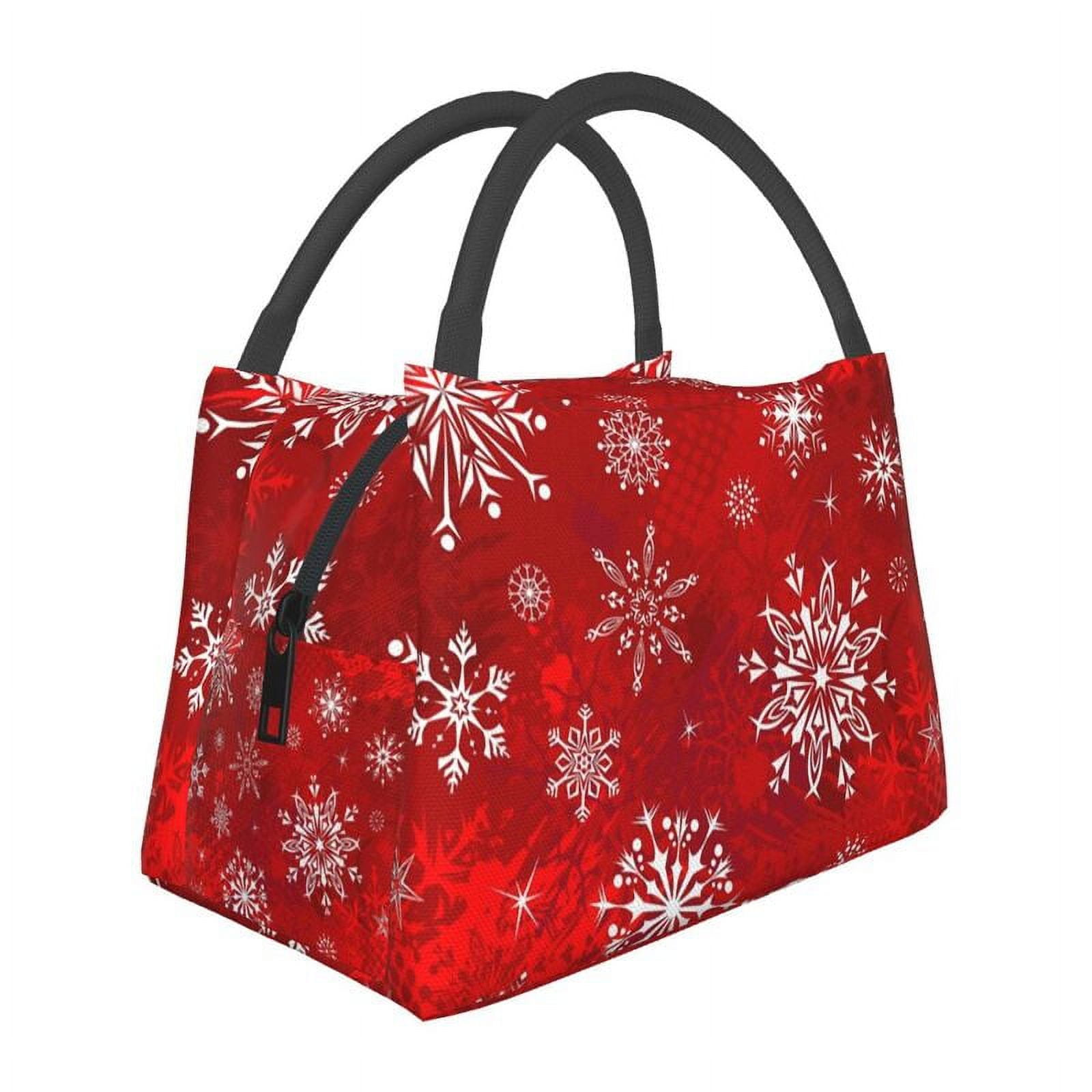Custom Merry Christmas Gold Snowflake Pattern On Red Background Lunch ...