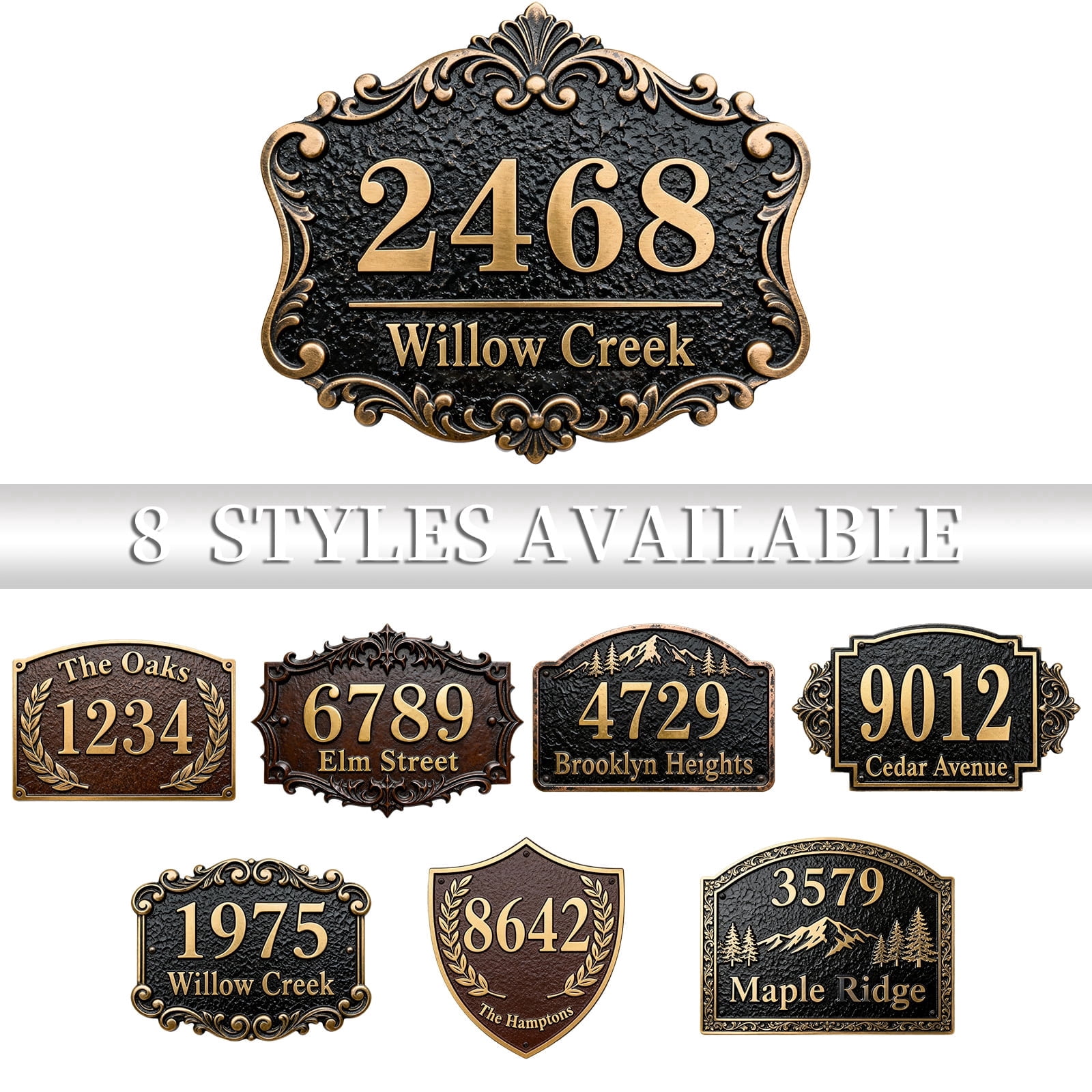 Custom Metal Address Plaque - Personalized Villa, Apartment & Mailbox ...