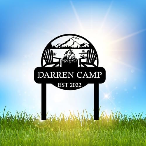 Custom Metal Campfire Sign with Stakes, Personalized Cabin Sign, Camp ...