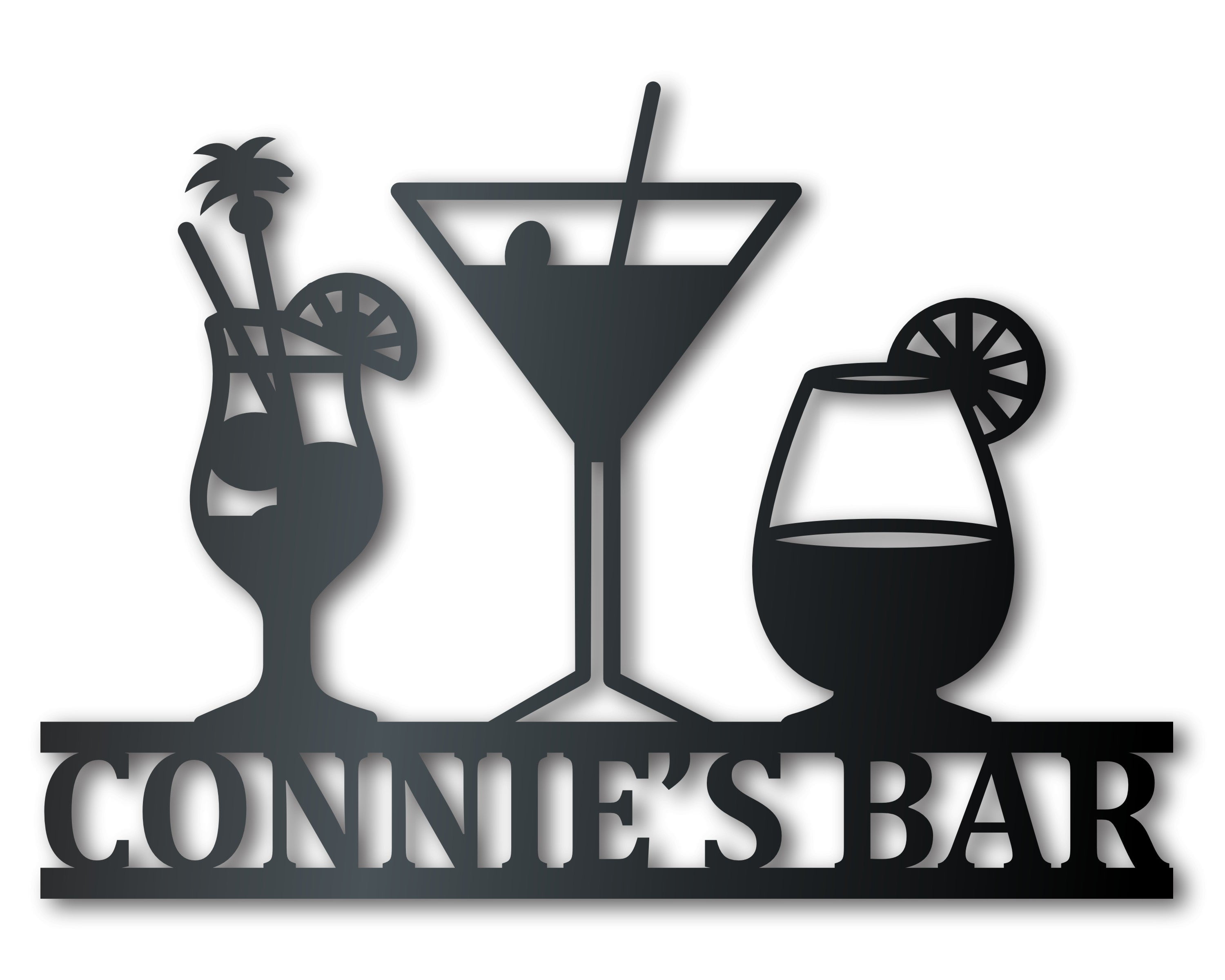 Custom Metal Cocktail Bar Wall Art | Indoor Outdoor | Up to 46" | Over ...