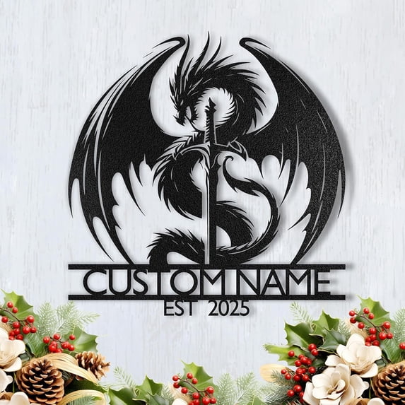 Custom Metal Dragon Sign - Personalized Dragons Metal Wall Art ...