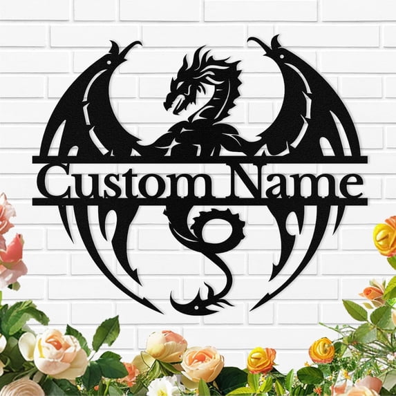 Custom Metal Dragon Sign - Personalized Dragons Metal Wall Art ...