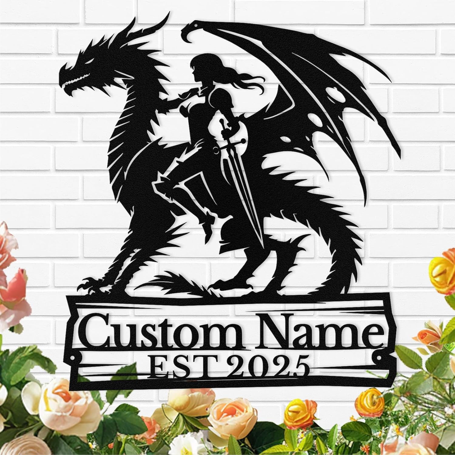 Custom Metal Dragon Sign - Personalized Dragons Metal Wall Art ...