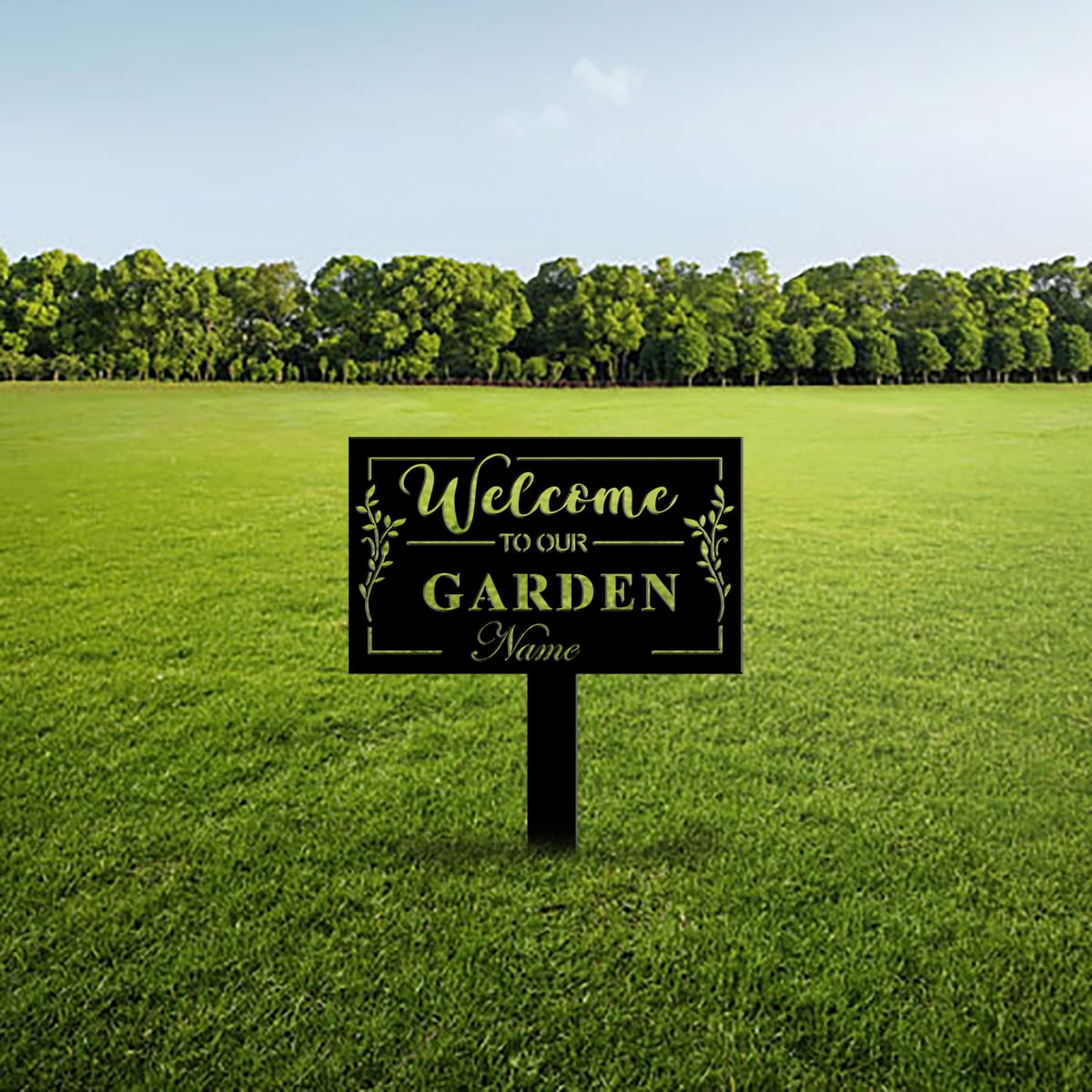 Custom Metal Garden Sign with Stake,Personalized Welcome to Our Garden ...