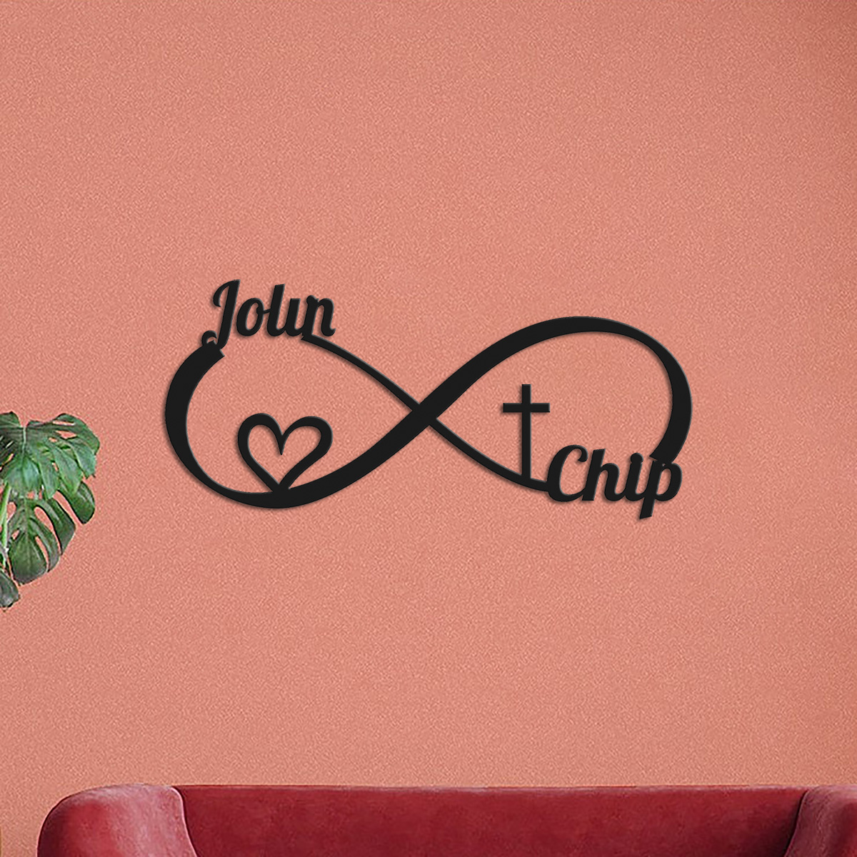 Custom Metal Infinity Symbol Sign with Names Custom Heart Cross Plasma ...