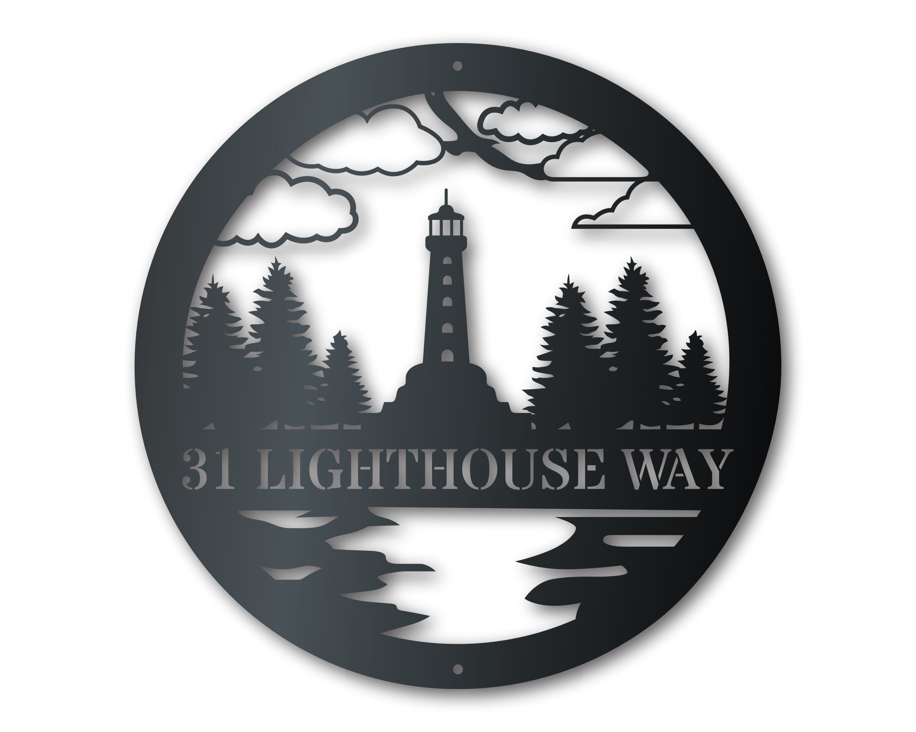 Custom Metal Lighthouse Forest Wall Art | Nautical Coastal Sign ...