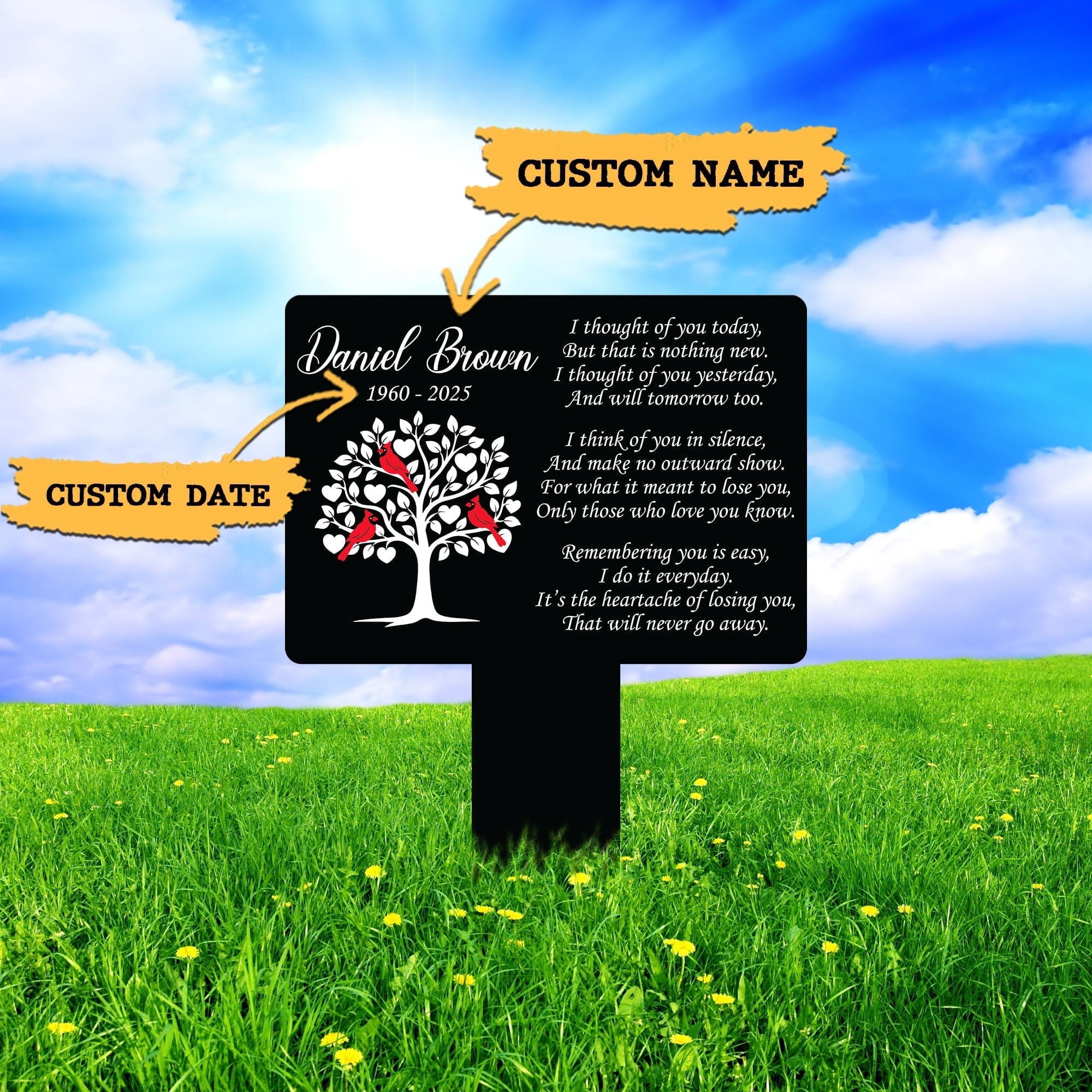 Custom Metal Memorial Sign – In Loving Memory Grave Marker for Dad ...