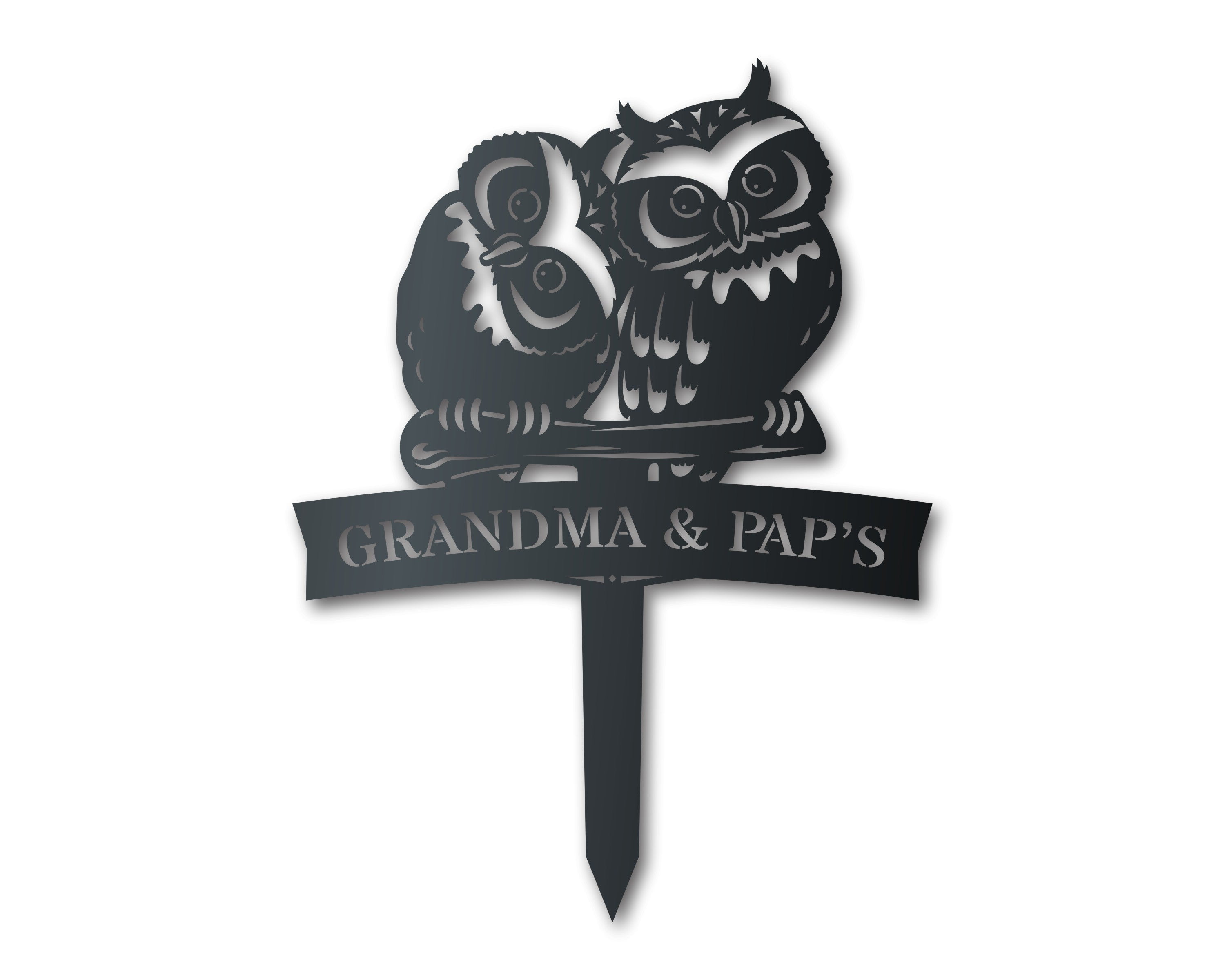 Custom Metal Owl Couple Garden Stake Art - Metal Garden Sign - 14 Color ...