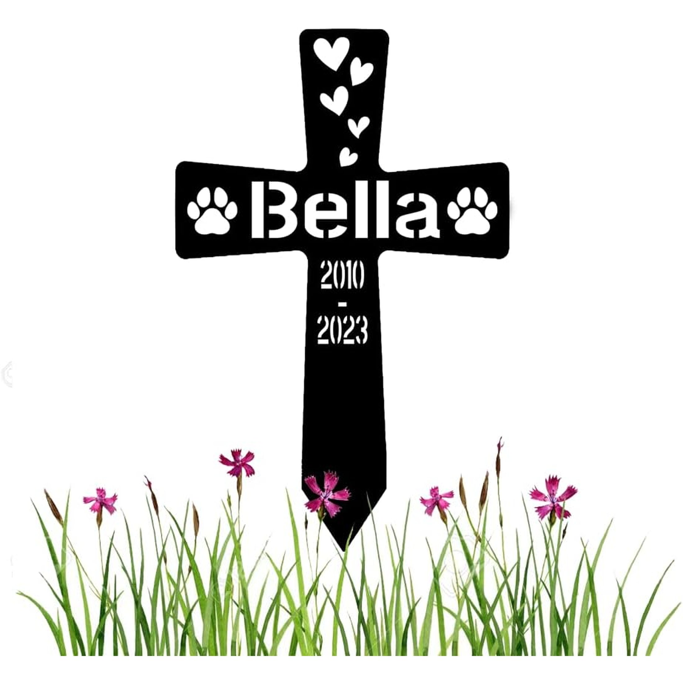 Custom Metal Pet Memorial Stake Personalized Paw Prints Grave Marker ...