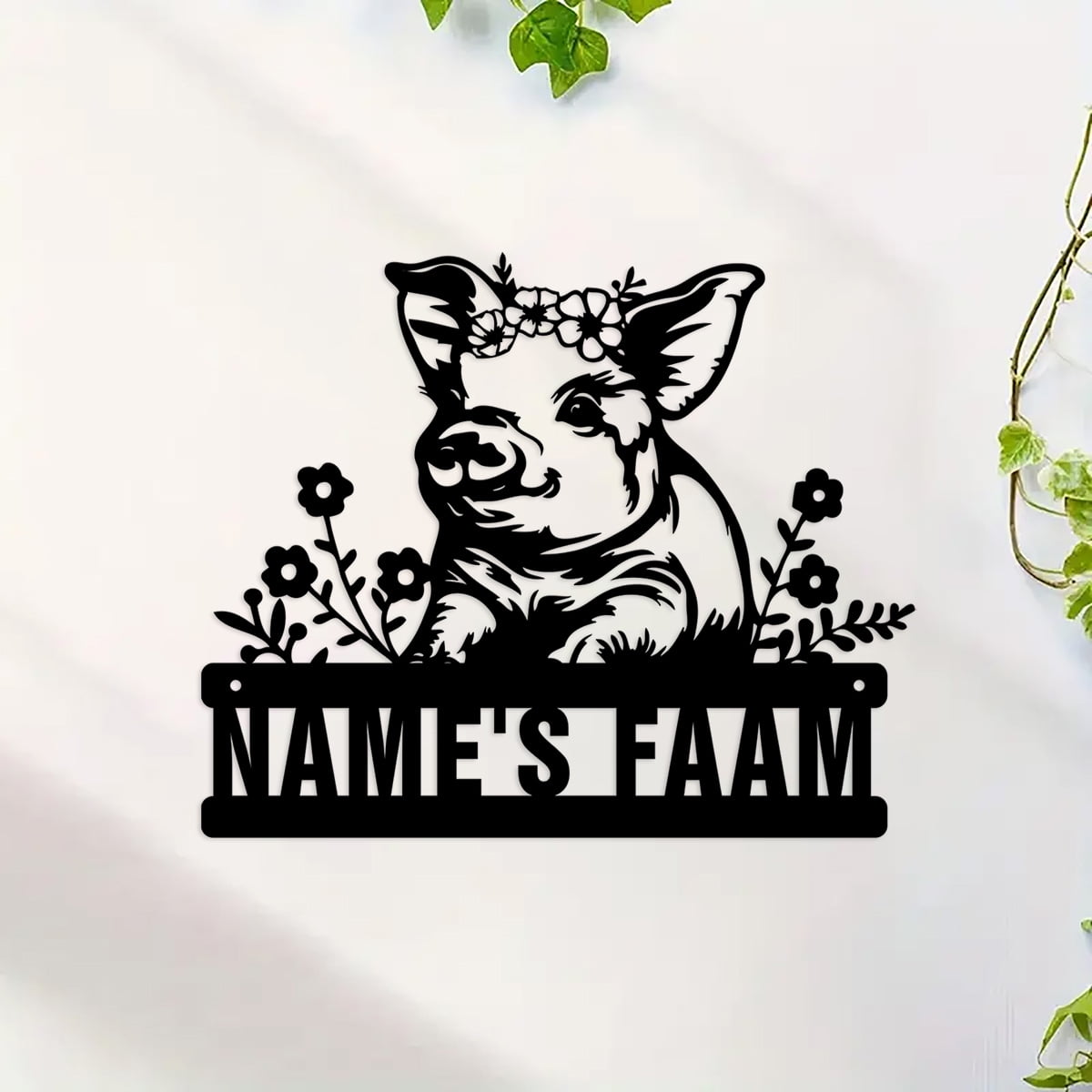 Custom Metal Pig Sign Pig Farm Sign Personalized Pig Metal Wall Art Pig ...