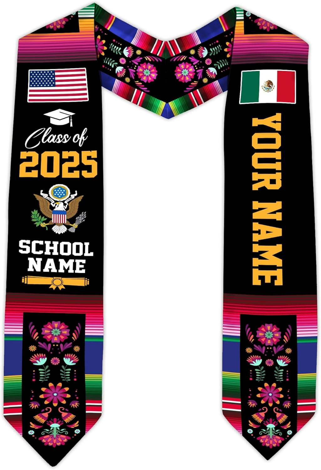 Custom Mexican Graduation Sash, Mexico Graduation Stole Customize Photo ...