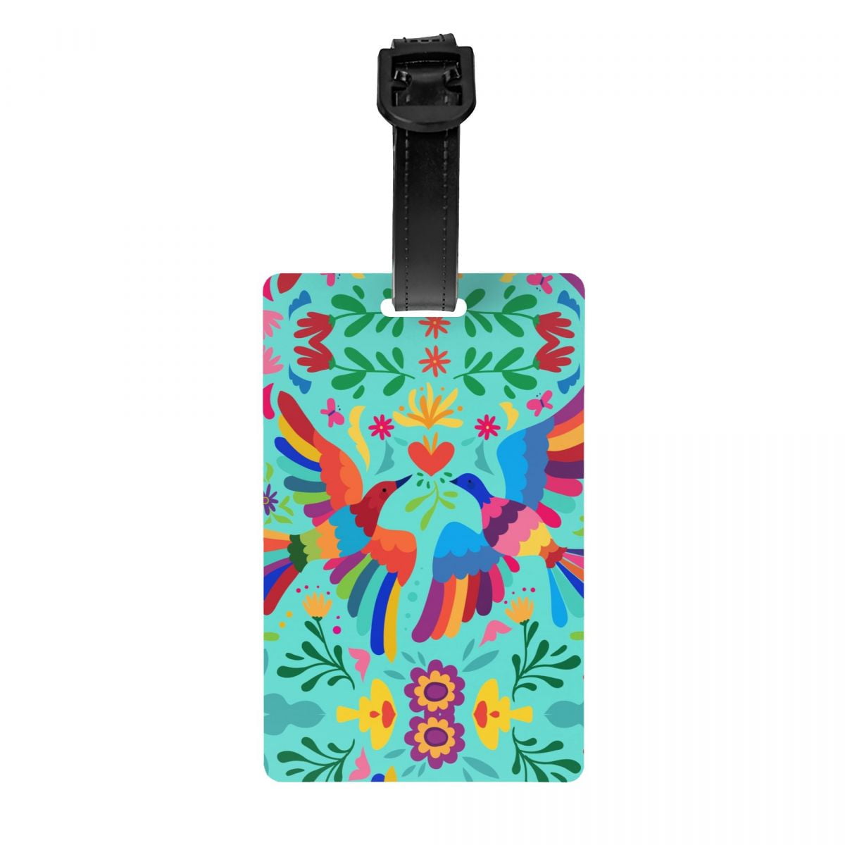 Custom Mexican Otomi Flowers Amate Luggage Tag Privacy Protection ...
