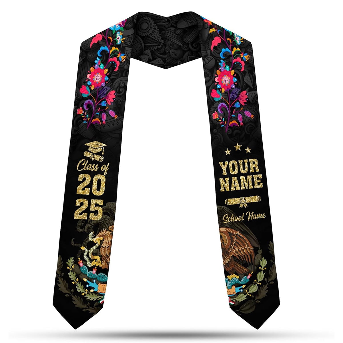 Custom Mexican flag symbol Graduation Stole 2025, Mexico Grad Sash ...
