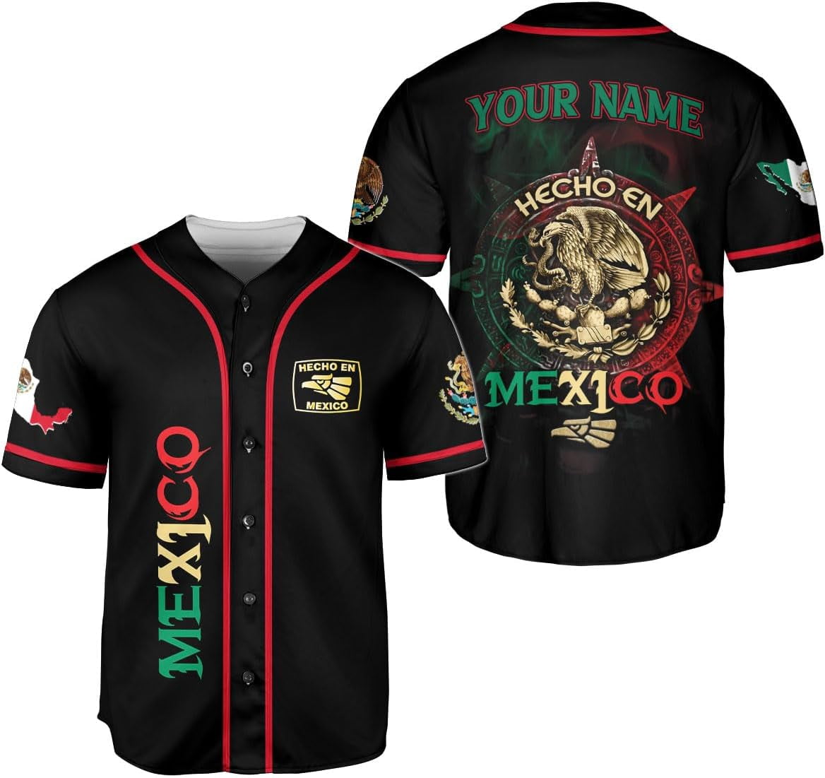 Custom Mexico Baseball Jersey for Men Women Eagle Flag Mexico Shirt ...