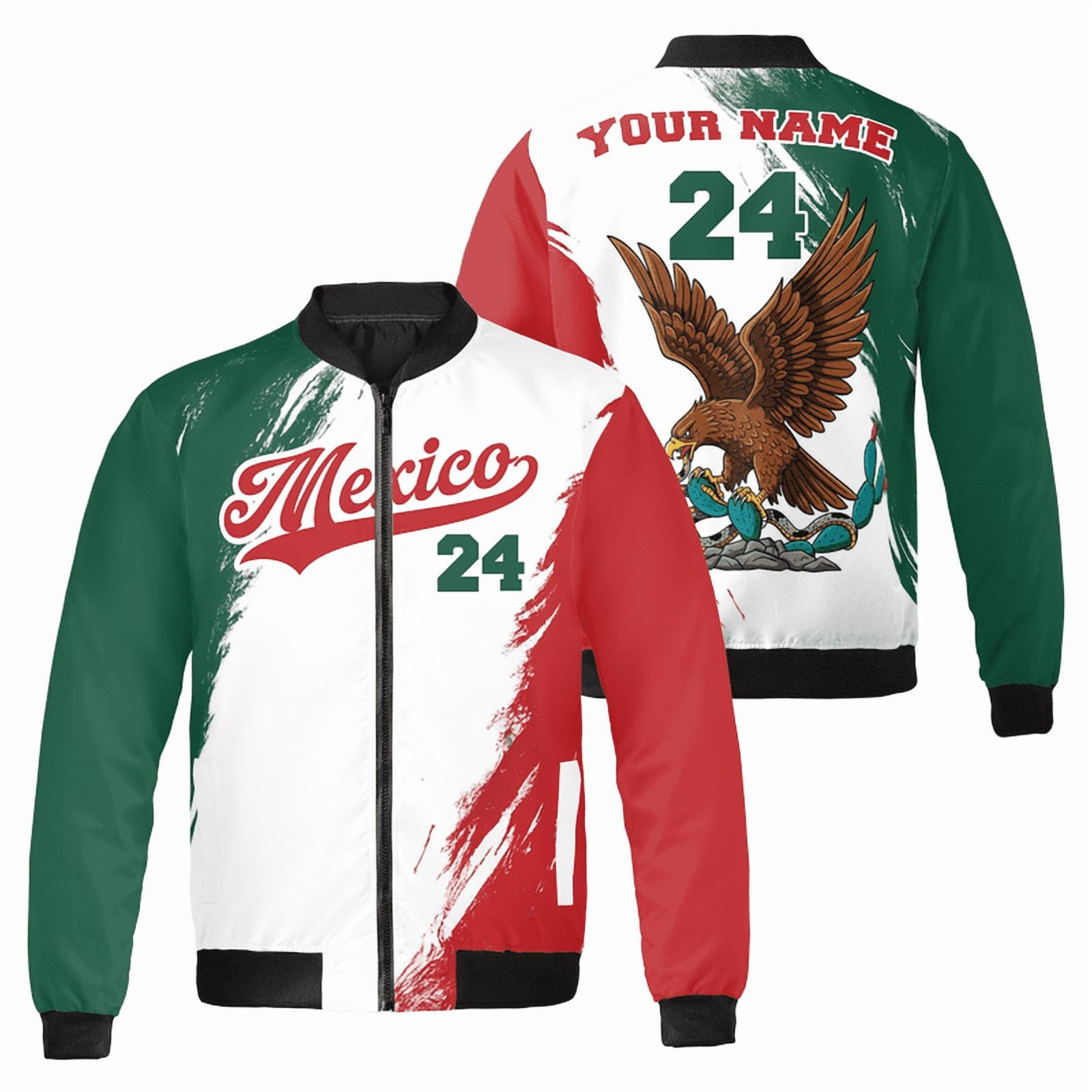 Custom Mexico Bomber Jacket – Personalized Name & Number – Mexican Flag ...