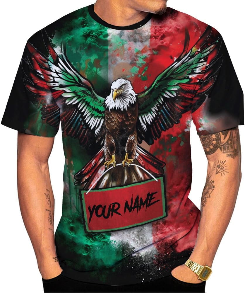 Custom Mexico Shirts Personalized Name Mexican 3D Flag Shirt for Men ...