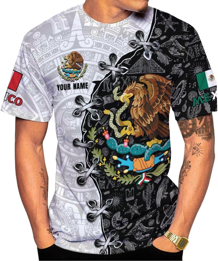 Custom Mexico Shirts Personalized Name Mexican 3D Flag Shirt for Men ...