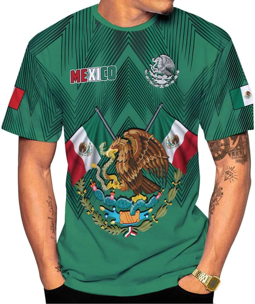 Custom Mexico Shirts Personalized Name Mexican 3D Flag Shirt for Men ...