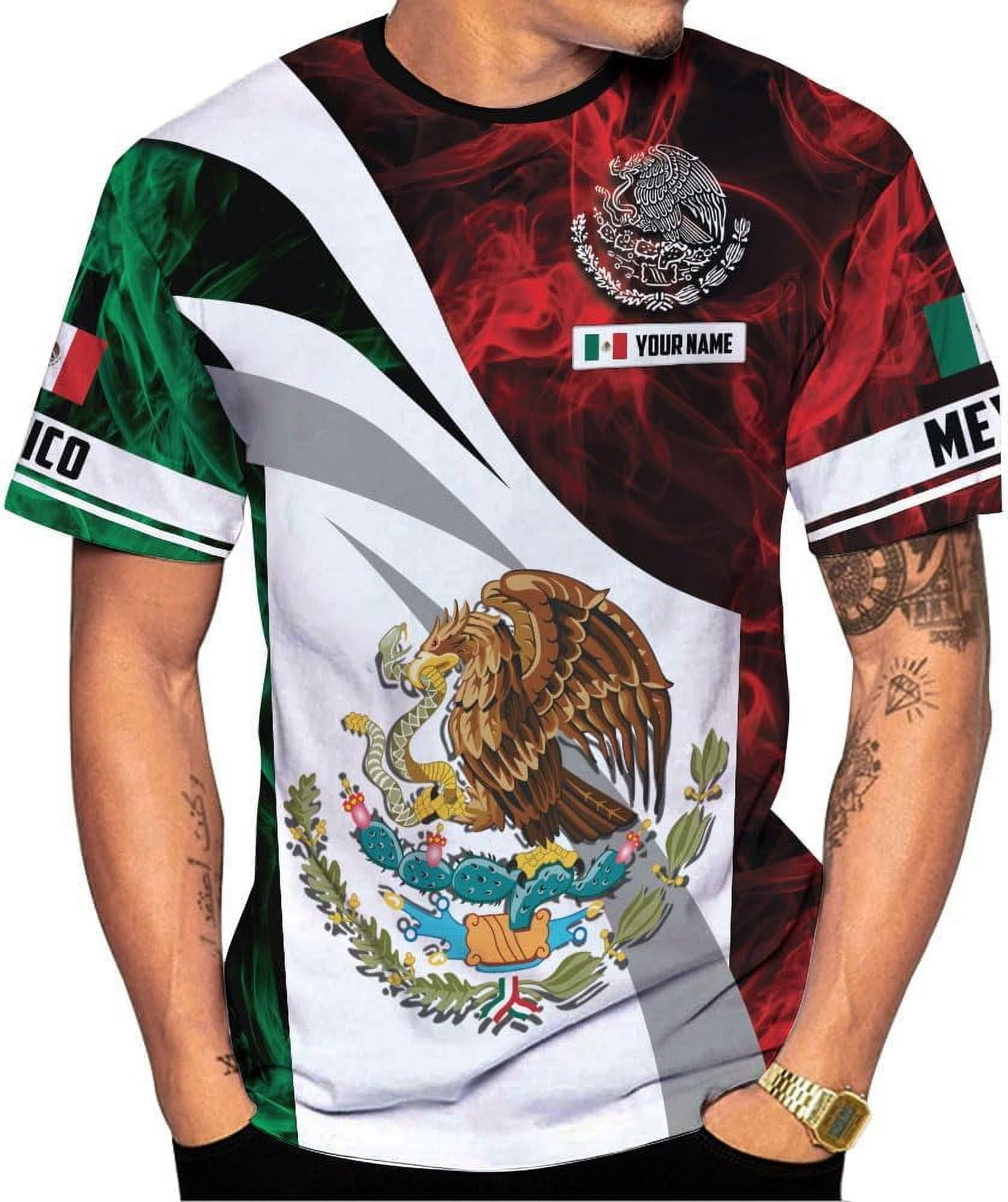 Custom Mexico Shirts Personalized Name Mexican 3D Flag Shirt for Men ...