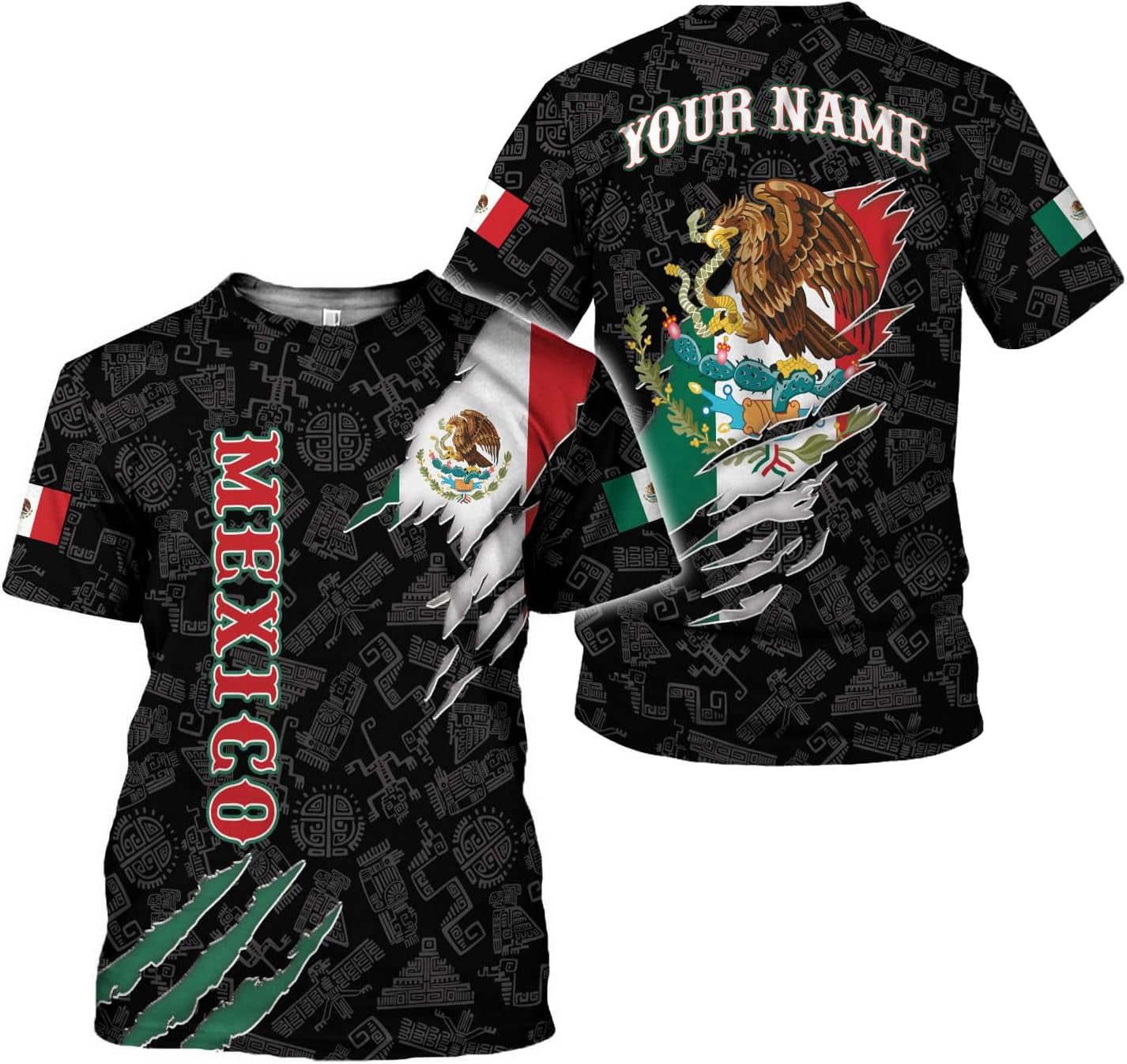 Custom Mexico Shirts Personalized Name Mexican 3D Flag Shirt for Men ...