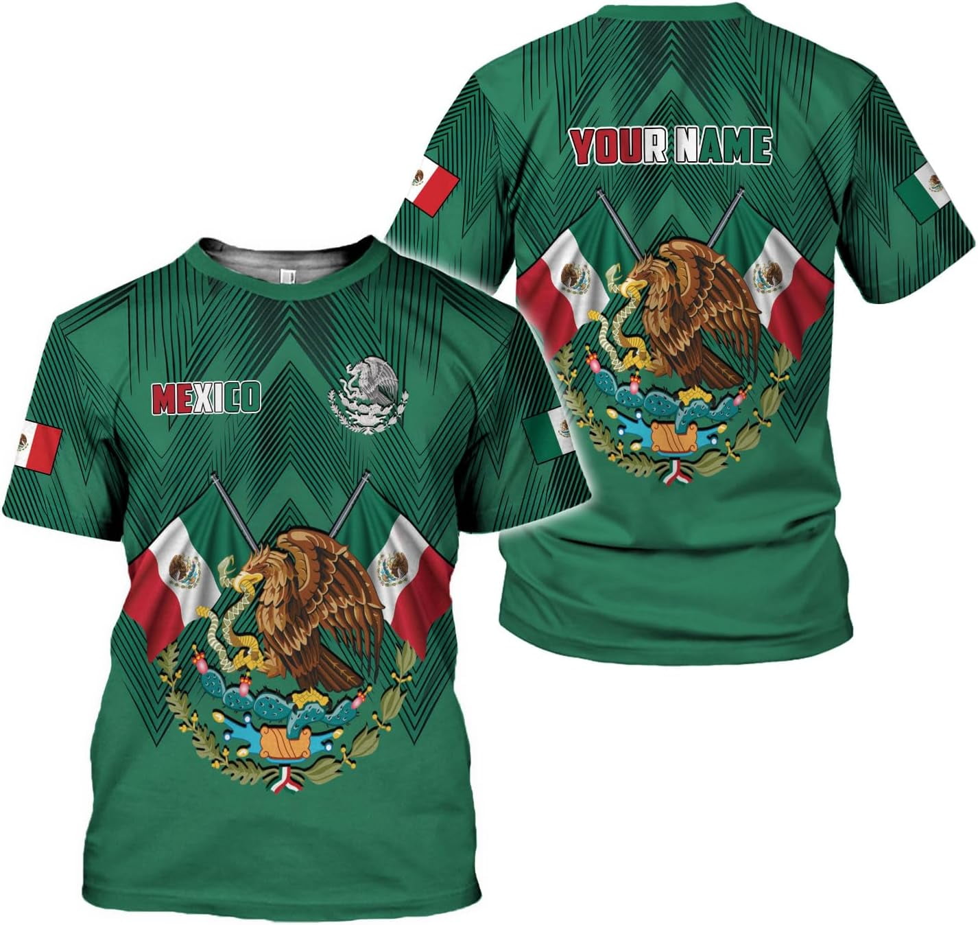 Custom Mexico Shirts Personalized Name Mexican 3D Flag Shirt for Men ...