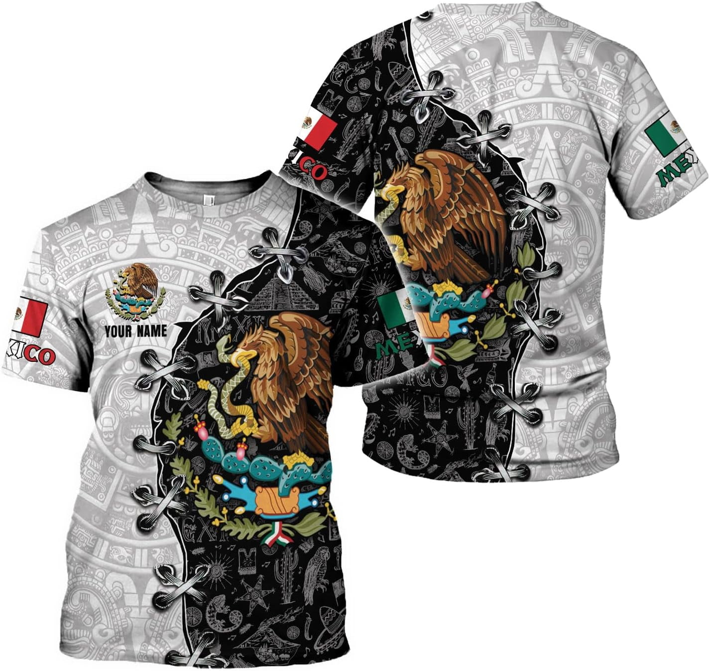 Custom Mexico Shirts Personalized Name Mexican 3D Flag Shirt for Men ...