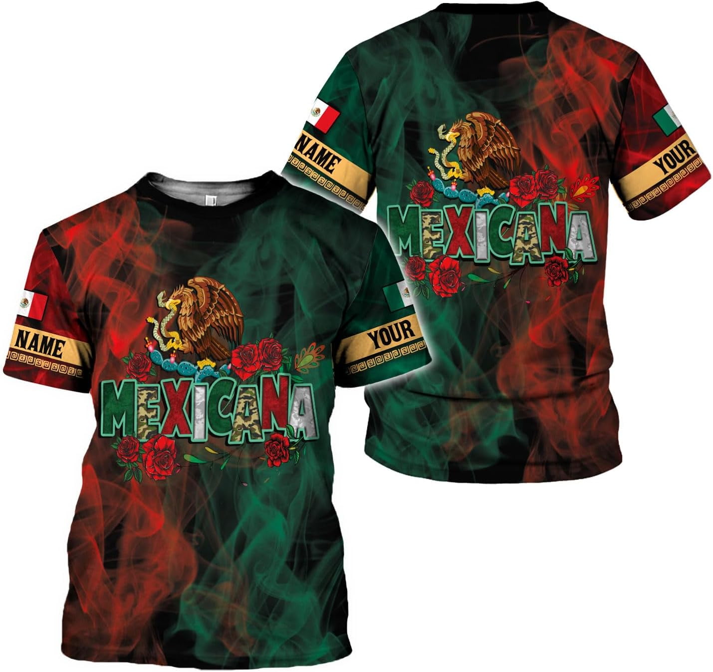 Custom Mexico Shirts Personalized Name Mexican 3D Flag Shirt for Men ...