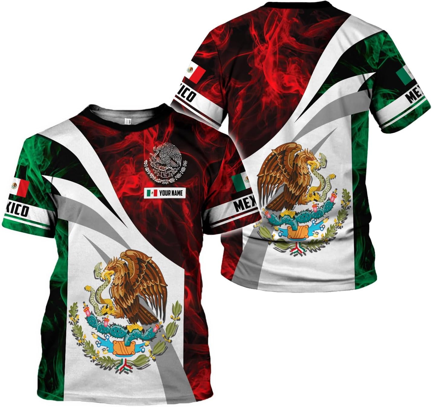 Custom Mexico Shirts Personalized Name Mexican 3D Flag Shirt for Men ...