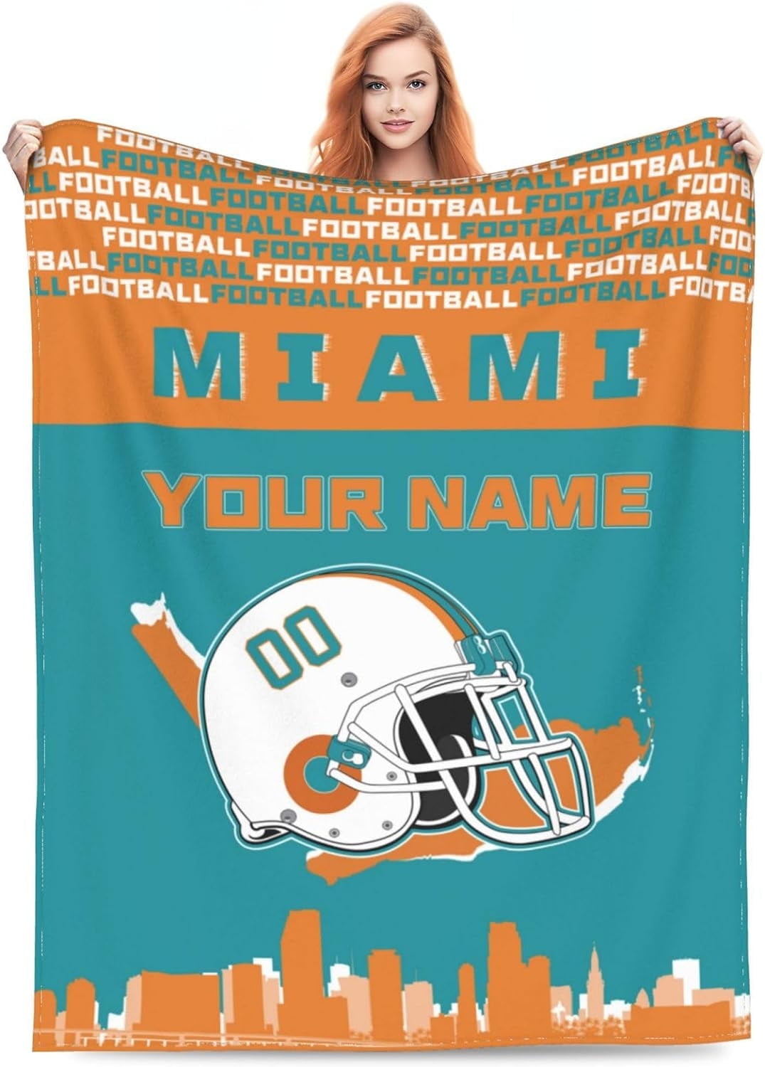 Custom Miami Blanket Personalized Throw Blankets Name and Number for ...