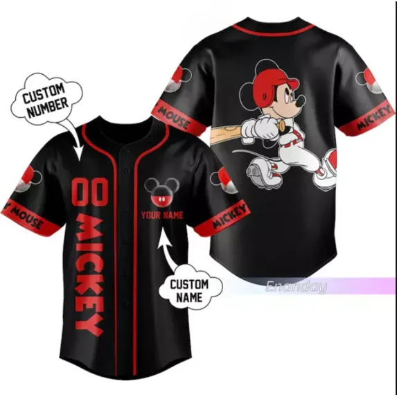 Custom Mickey 3D Baseball Jersey Shirt Halloween Gift Best Price Us ...
